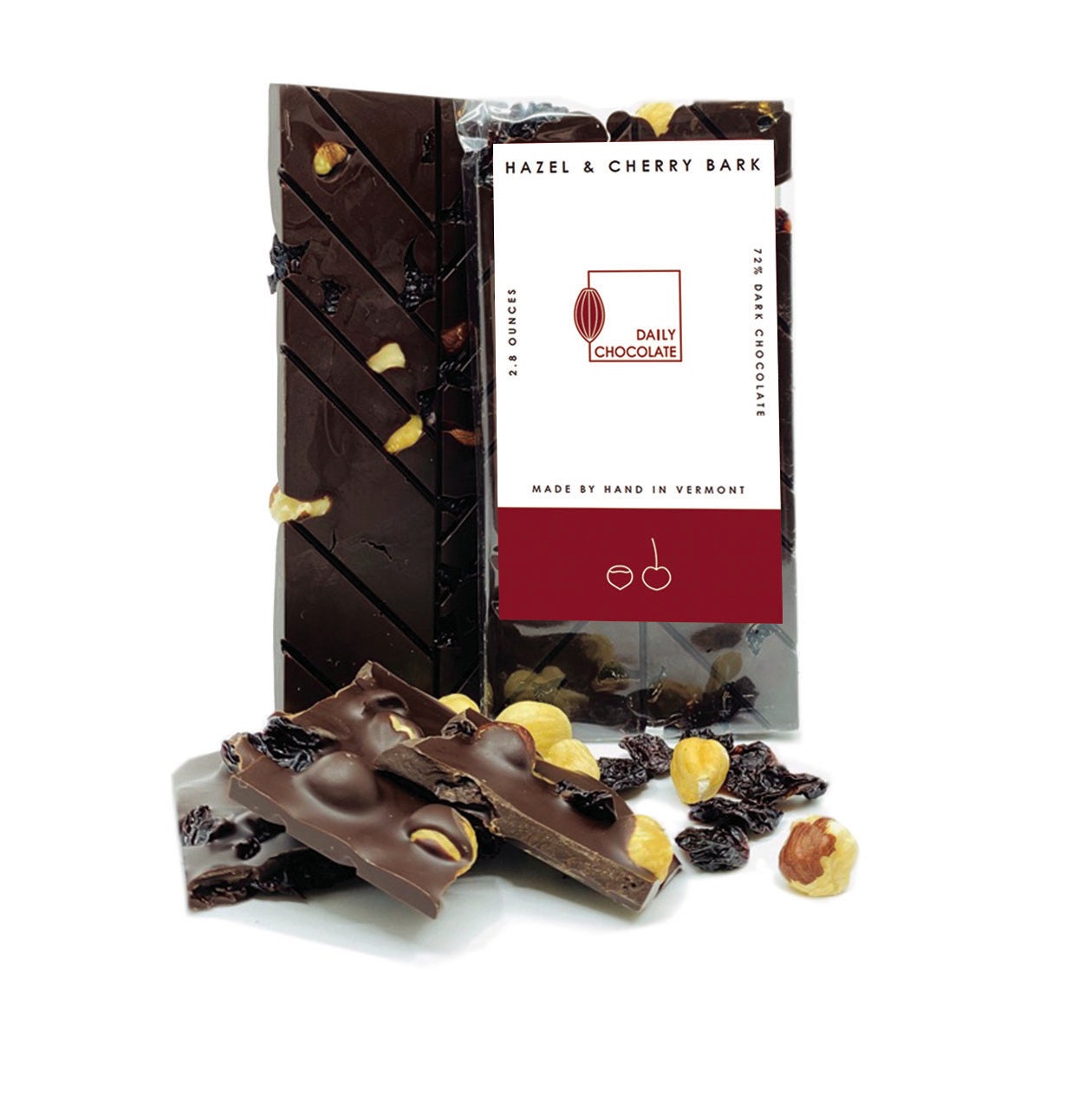 Hazel & Cherry Bark Bar | DAILY CHOCOLATE